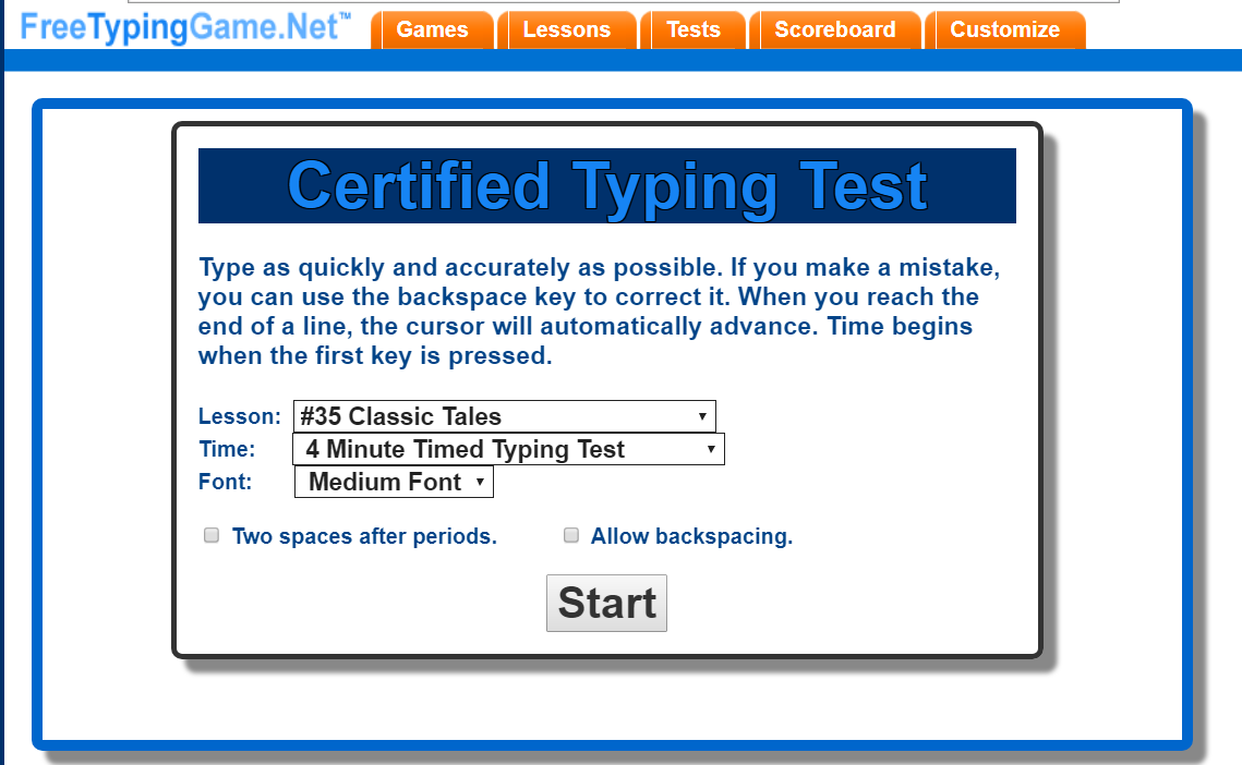 lpcomputerlab: Grade 5- Touch Typing Score, Free Typing Game