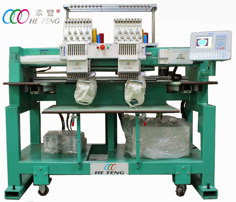 HEFENG computerized embroidery machine: 2 Heads 9 Needles Small Tubular ...