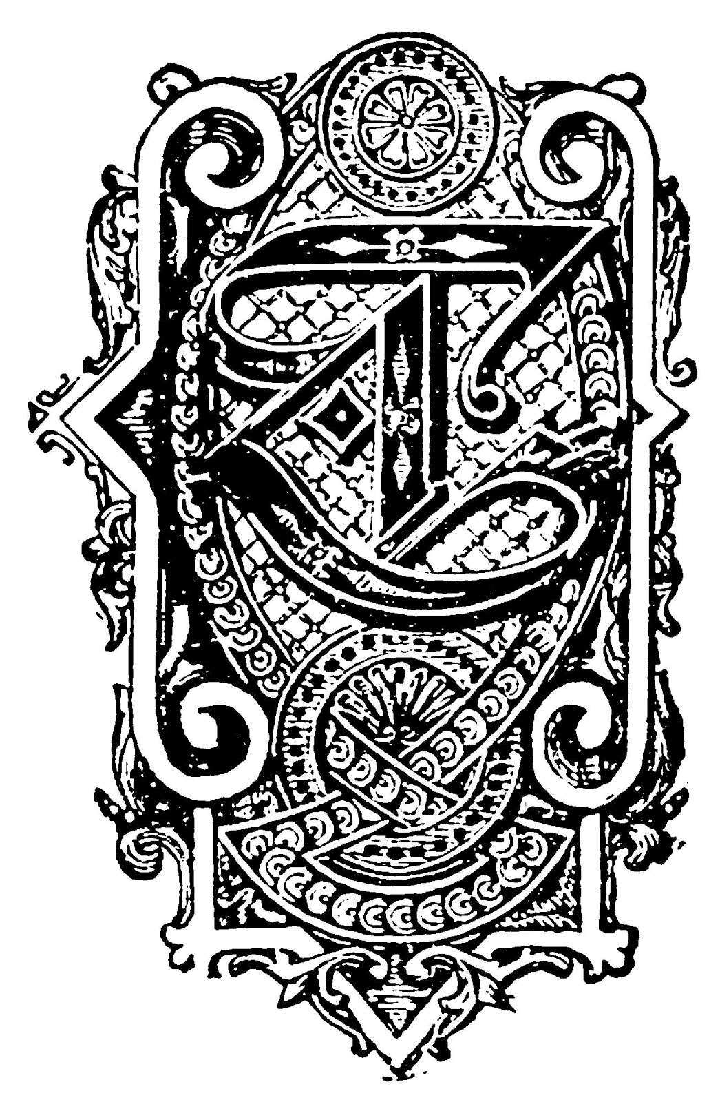 Digital Stamp Design: Printable Antique Drop Cap Image Transfer ...