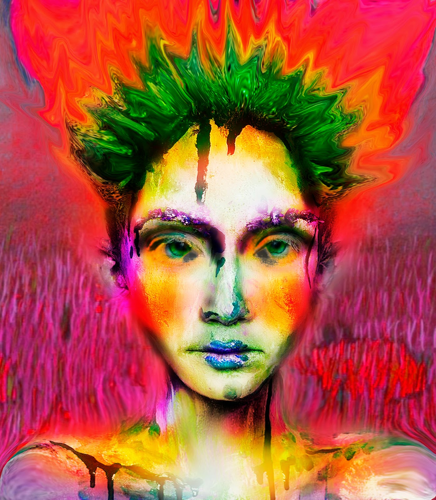 Pearl Red Moon Art: Red Moon, green eyes