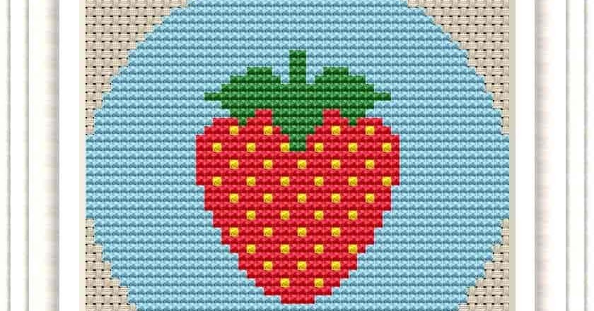 STRAWBERRY FRUIT ICON, FREE AND EASY PRINTABLE CROSS STITCH PATTERN ...