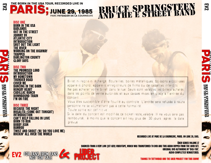 T.U.B.E.: Bruce Springsteen - 1985-06-29 - Paris, FR (SBD/FLAC)
