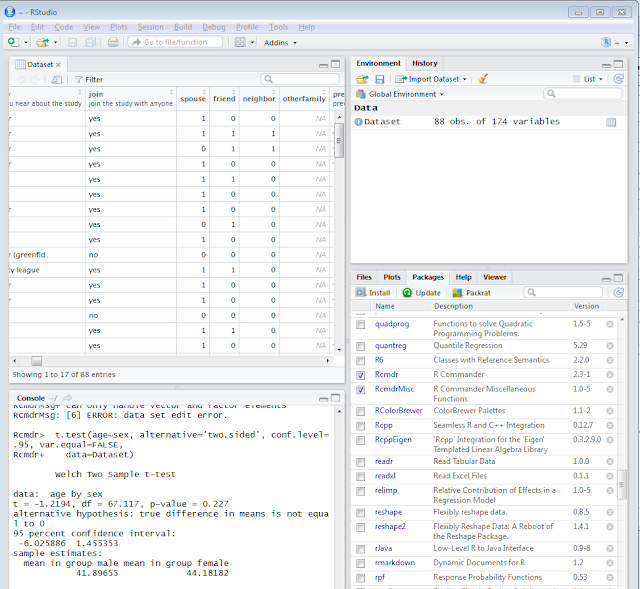 Brief look at R Commander: A free R based point and click program. Part 1.