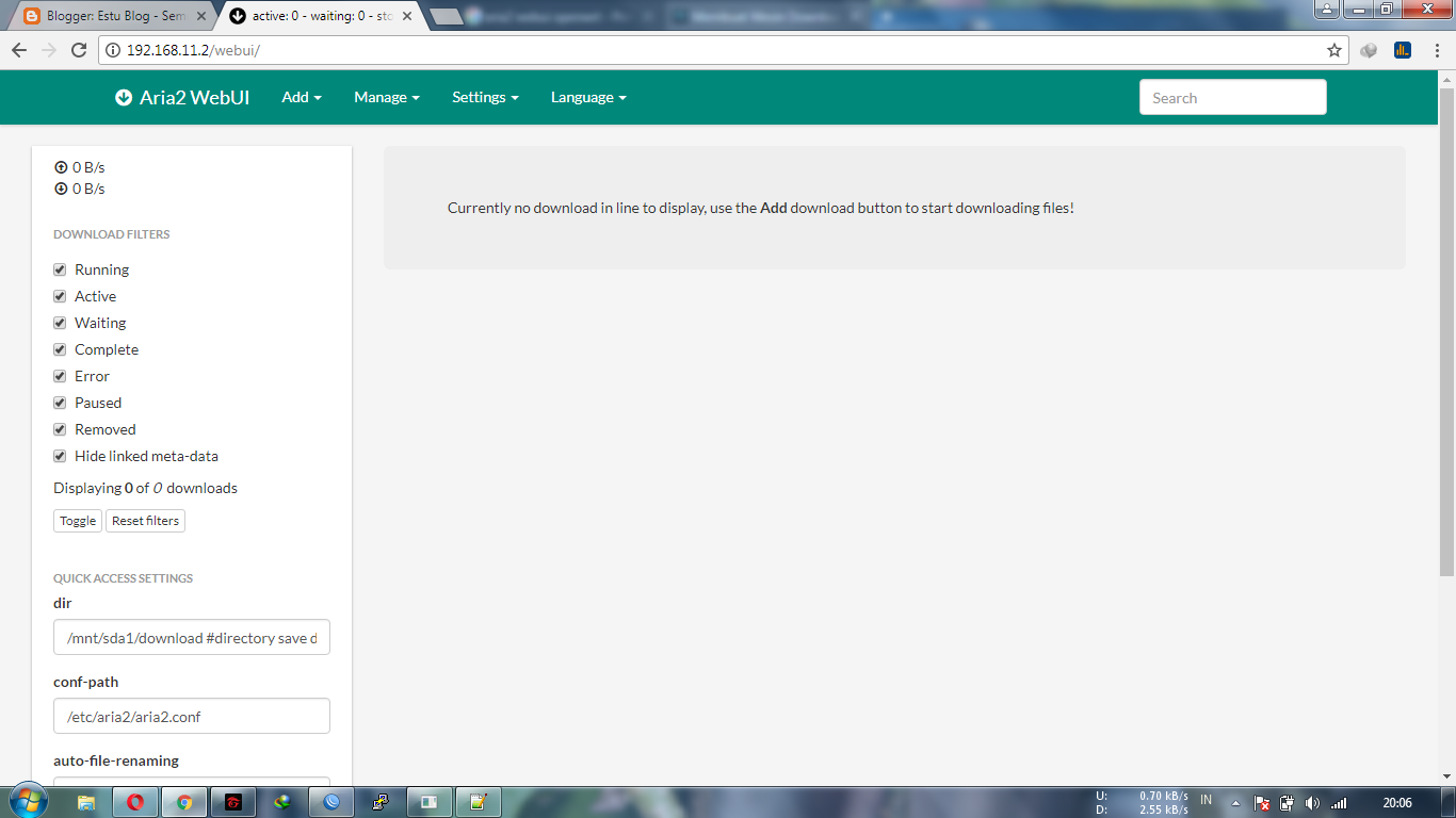 OpenWrt : Membuat Mesin Download Menggunakan Aria2 WebUI - EstuBlog