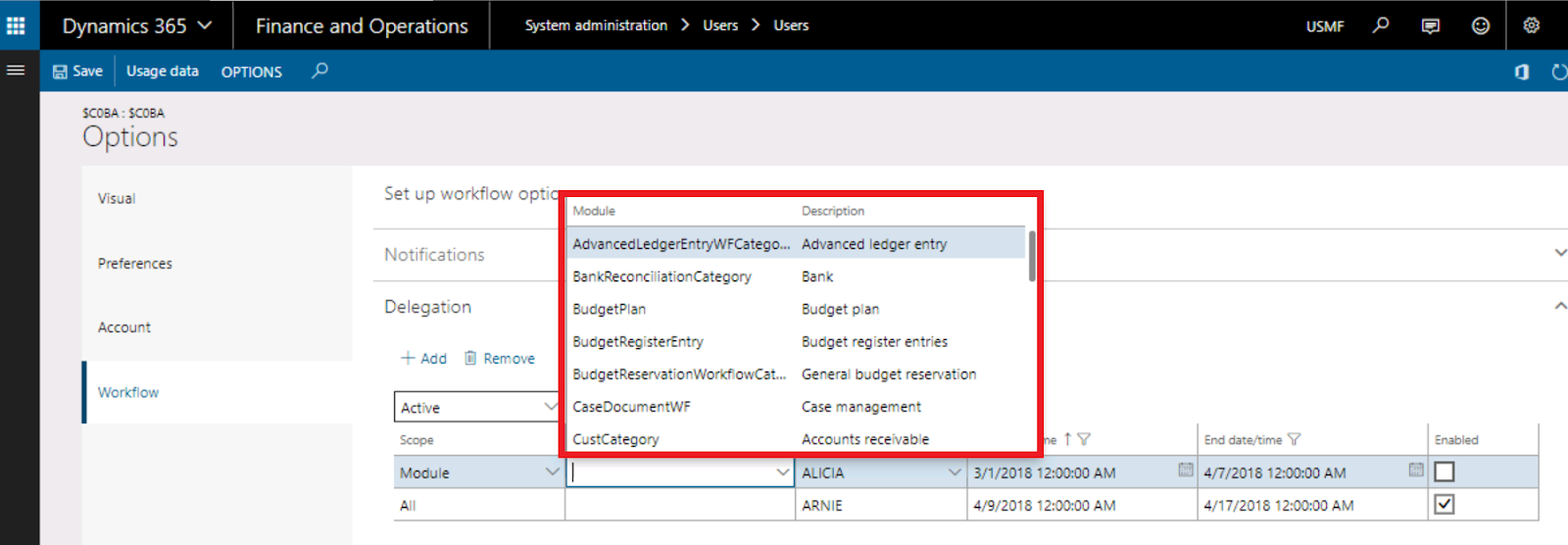 How to delegate workflow in dynamics 365?