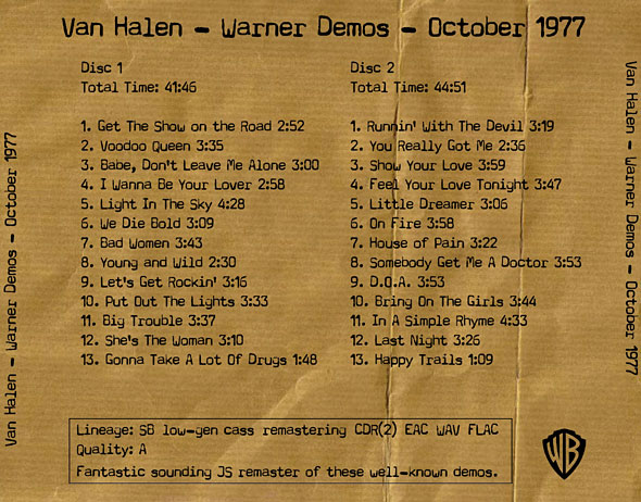T.U.B.E.: Van Halen - 1977 - Warner Demos (STU/FLAC)