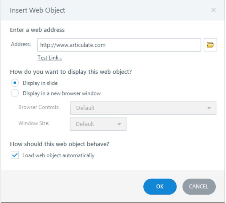Menambahkan Web Object pada Articulate Storyline