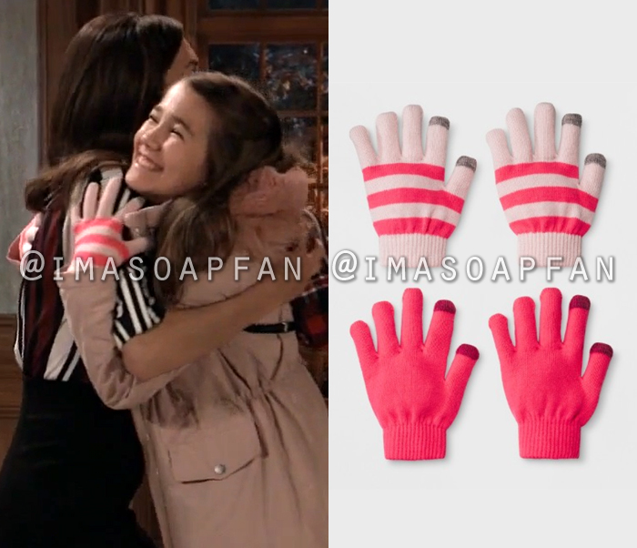 Emma Scorpio Drake's Pink Striped Gloves - General Hospital, Season 56 ...