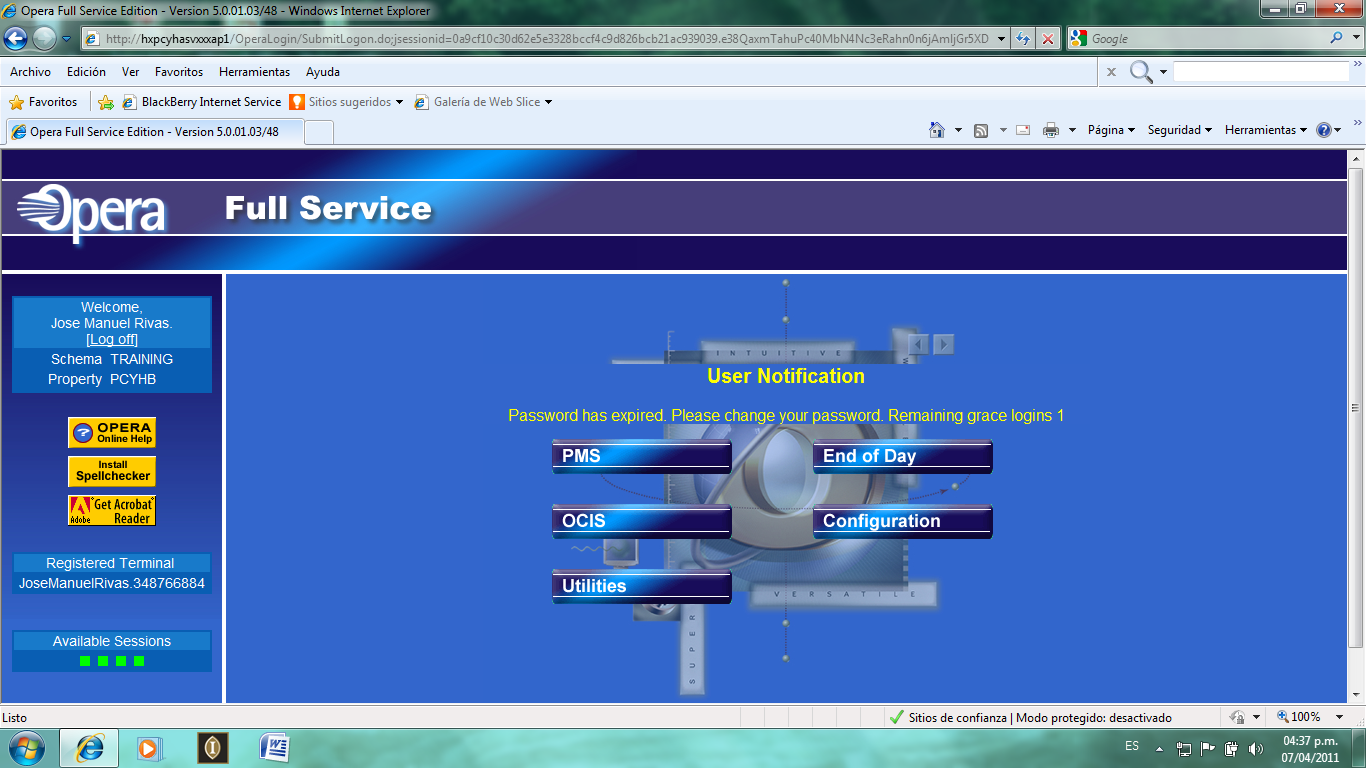 DEPARTAMENTO DE RECEPCION Y RESERVACION: UNIDAD 4 4.2.1 OPERA