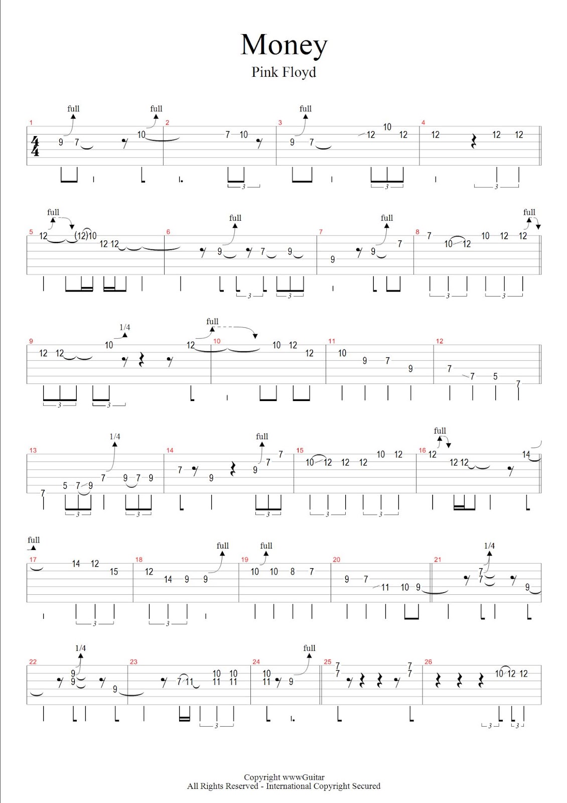 pink floyd - money (tab) score