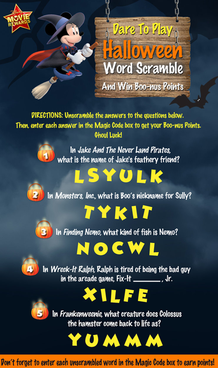 Halloween Word Scramble List With Answers Halloween Word Scramble List With Answers