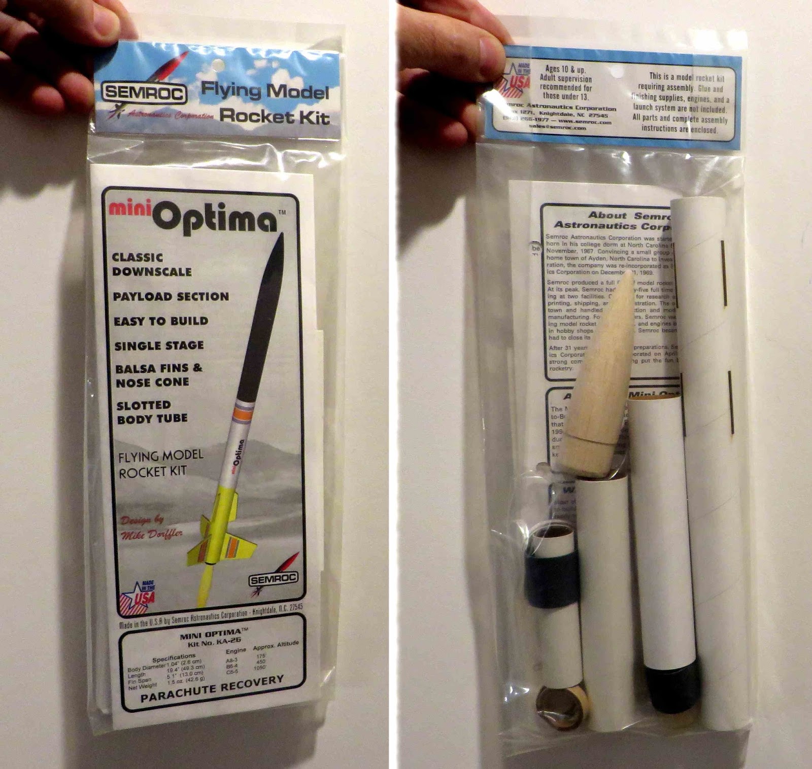 Model Rocket Building: Semroc Mini Optima Build, Part 1, Parts