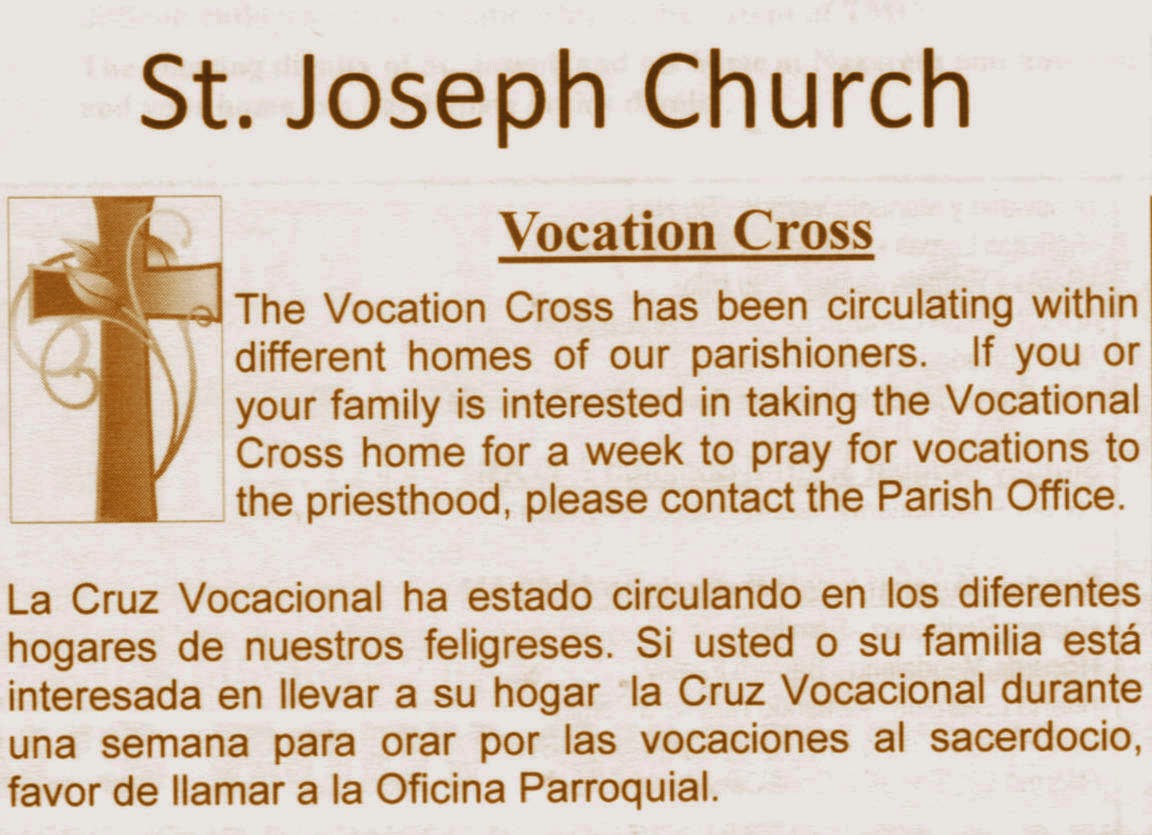 Praying for Vocations at the three (3) Catholic Parishes: Traveling ...