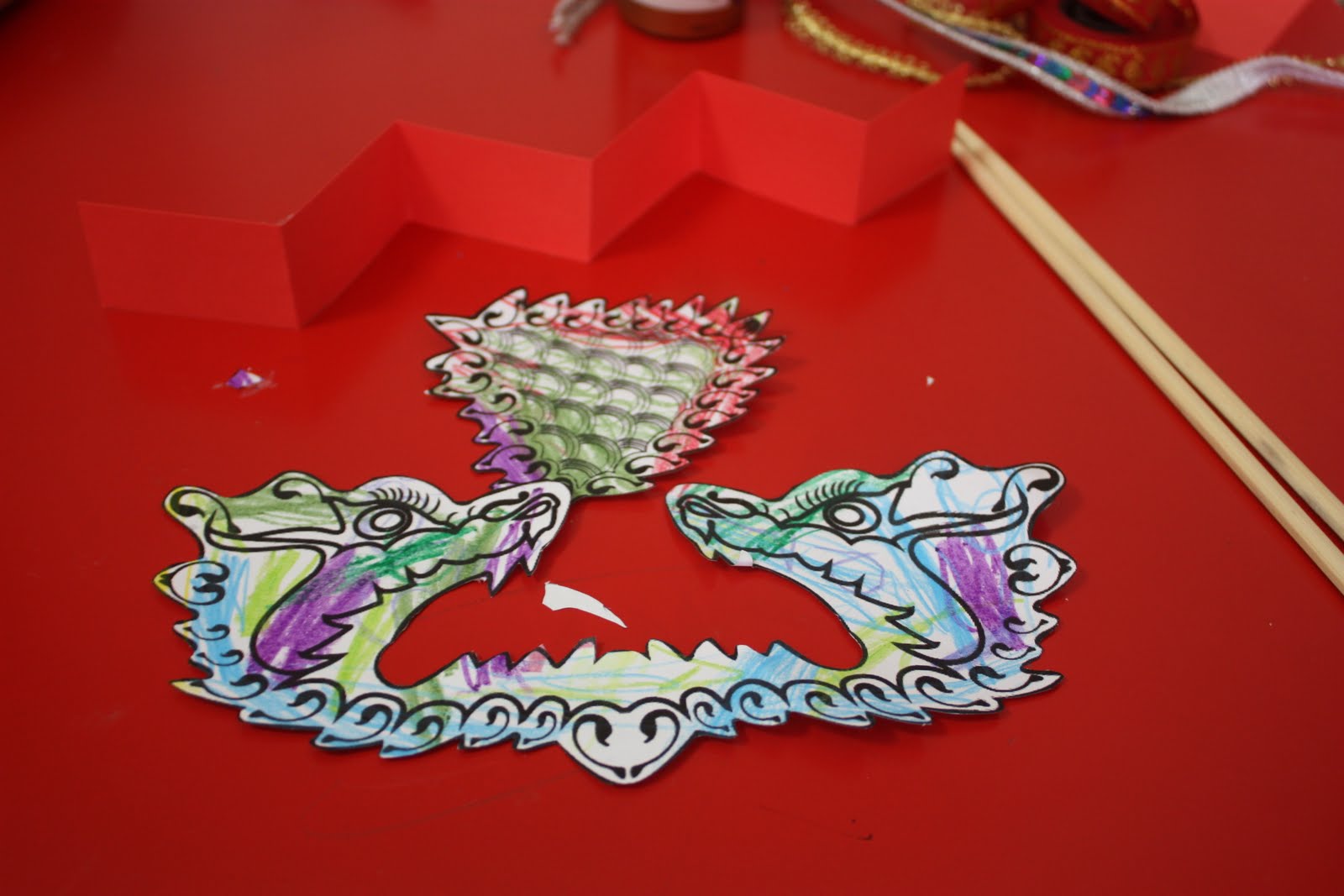 whirls and twirls around the world: China crafts: dragon puppet