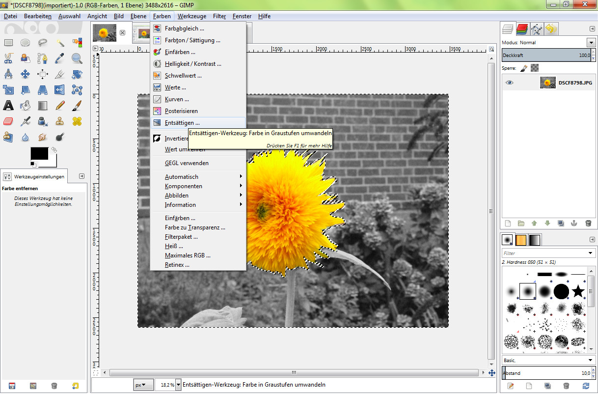 Welt in Fotos: GIMP 2.8 - S/W mit Farbe -Tutorial