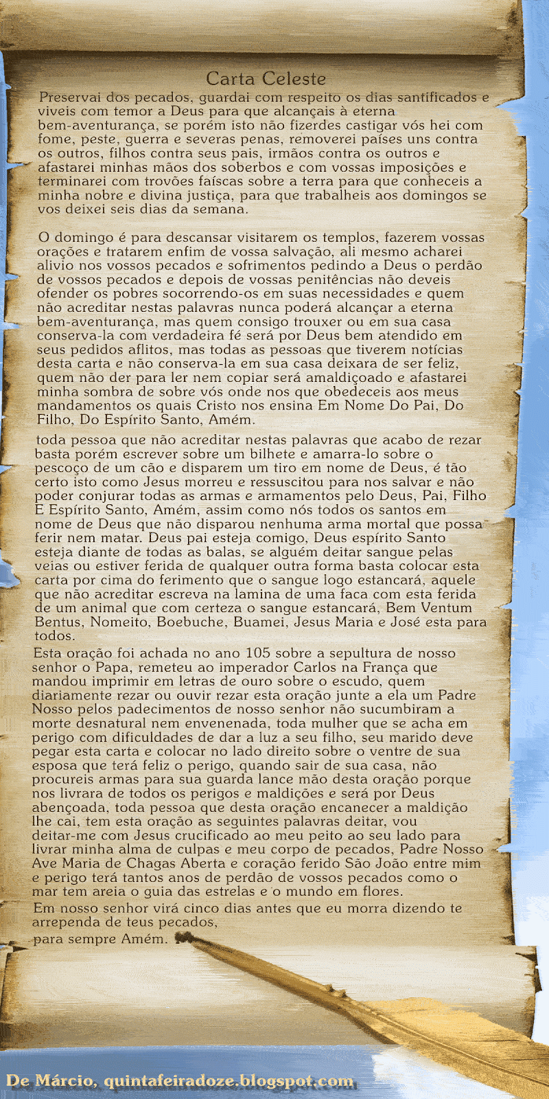 Quinta-Feira 12: Carta Celeste, Oração para proteção