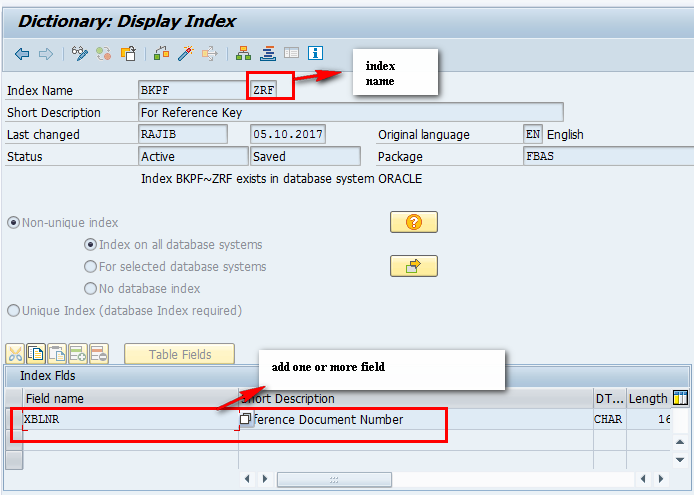Create Secondary Index on SAP Table Create Secondary Index on SAP Table