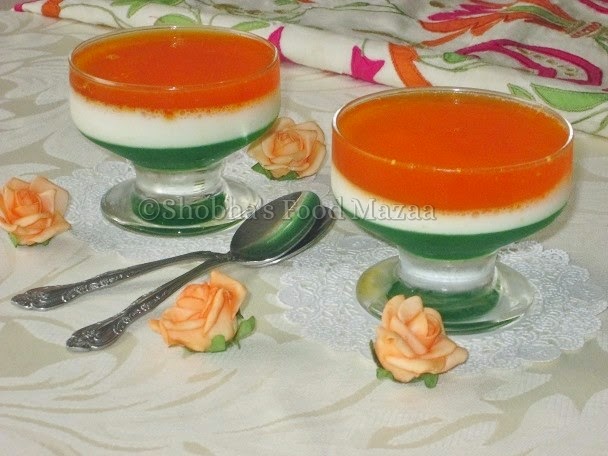 Shobha's Food Mazaa: TRICOLOR JELLY FOR INDEPENDENCE DAY MENU