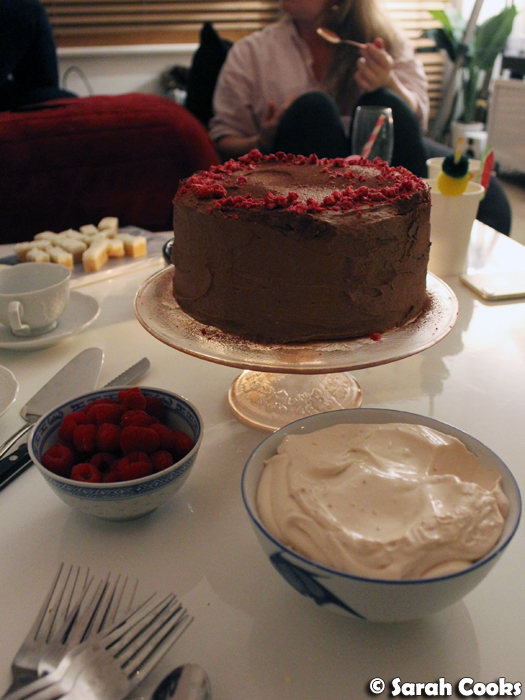 Sarah Cooks: Cocoa Sour Cream Cake with Chocolate Cheesecake Icing and ...