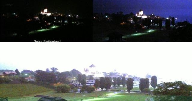 Sky cam recorded weird flashes over Spiez, Switzerland