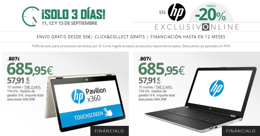 ¡Chollos! Top 10 ofertas promoción "Hasta -20% en productos HP" de El Corte Inglés | Análisis de ...