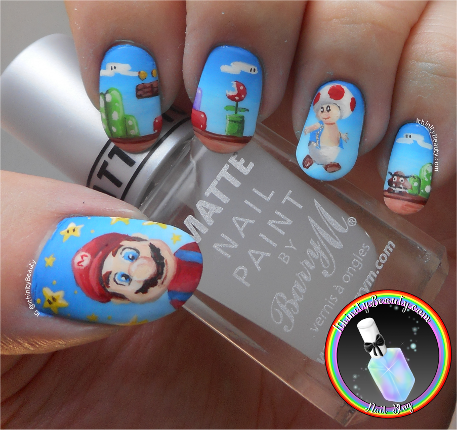 Freehand Nintendo Mario Brother's Nail Art - Mario Day ...