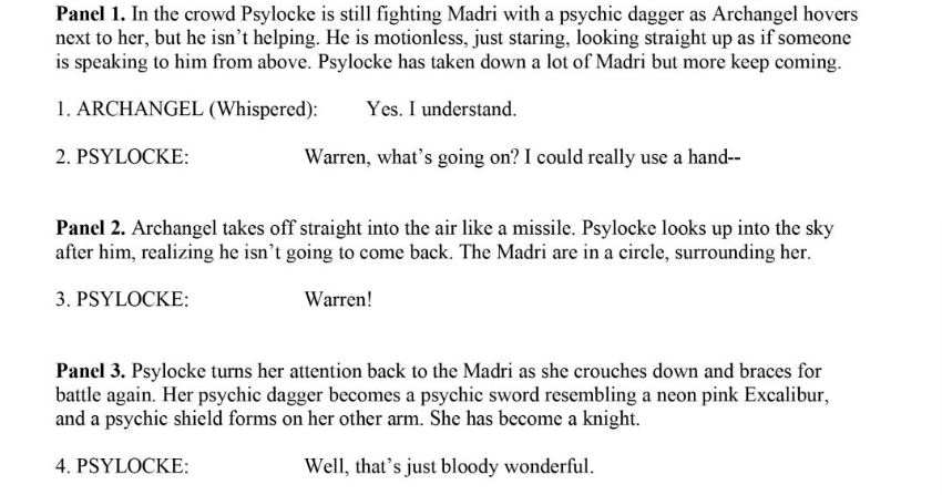 PSYLOCKE | CAPTAIN BRITAIN // like a butterfly: Uncanny X-Men #1 Script ...