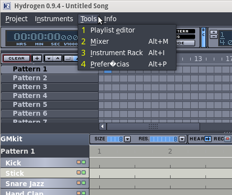 Livre Para Criar Música: Hydrogen - Itens do menu principal