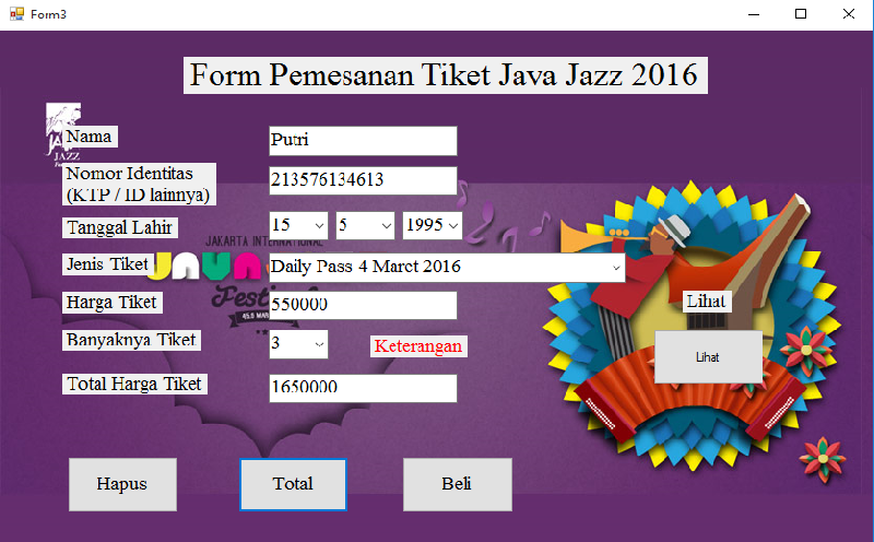 My Task Blog (for a while): Membuat Form Pemesanan Tiket dengan VB