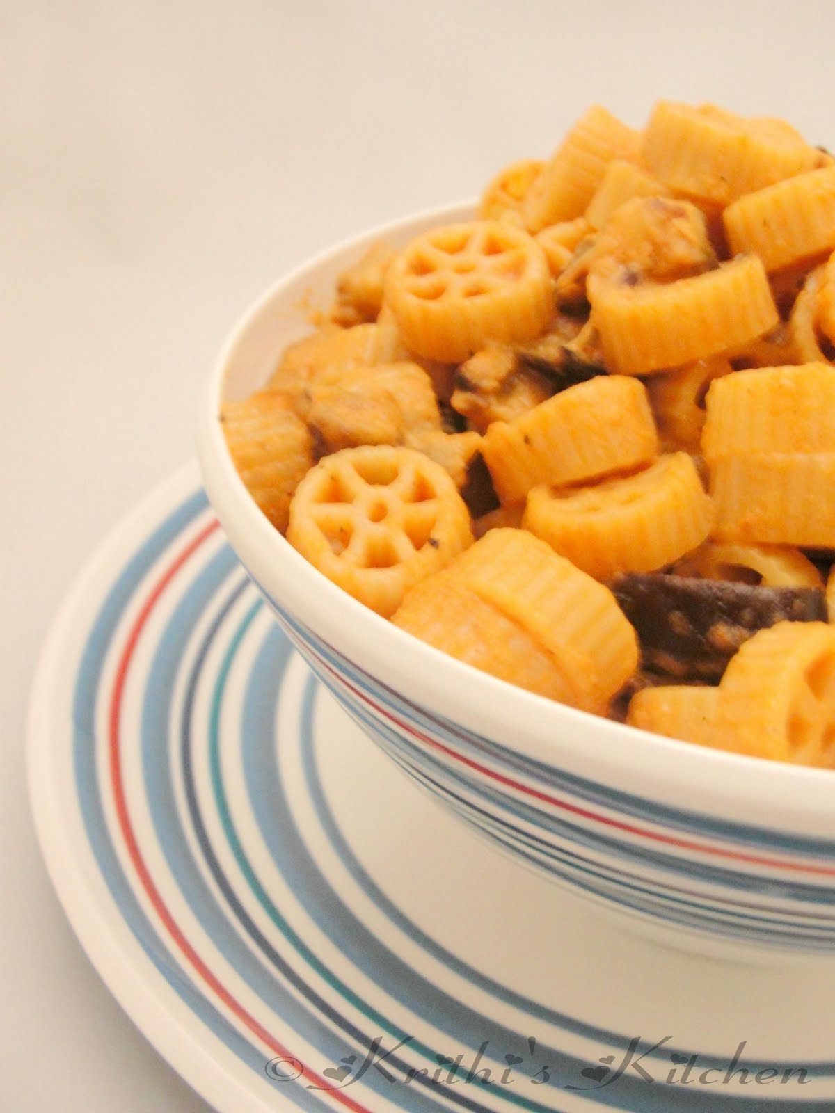 Krithi's Kitchen: Rotelle Pasta with Eggplant and Red Pepper Pesto ...