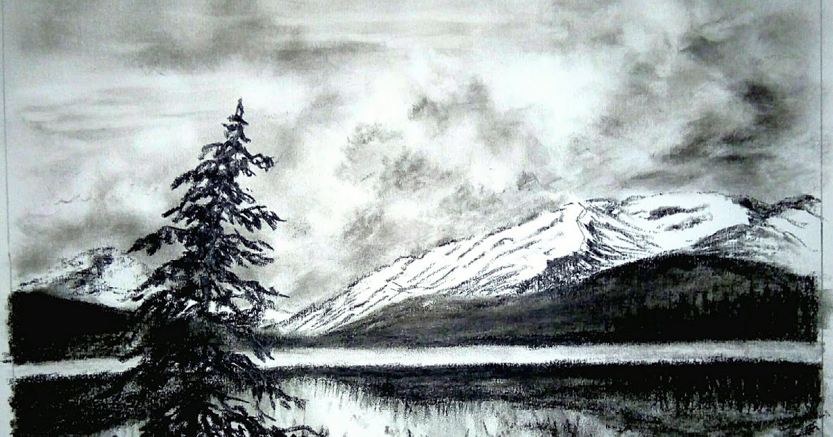 Charcoal landscape Drawing | Charcoal drawing Technique