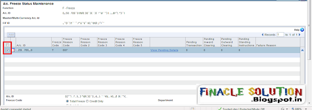 Account Freeze (HAFSM) in DOP Finacle