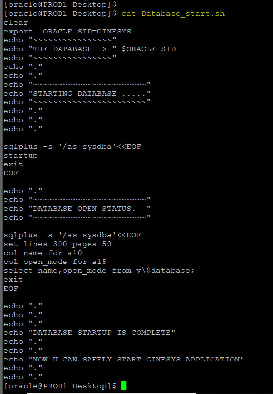 The Oradbsafe : SHELL COMMAND TO START STOP ORACLE DATABASE AND LISTENER