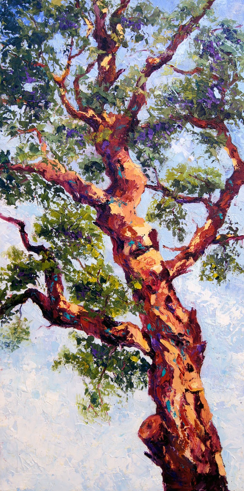 Palette Knife Painters, International: Tall tree against the sky, oil ...