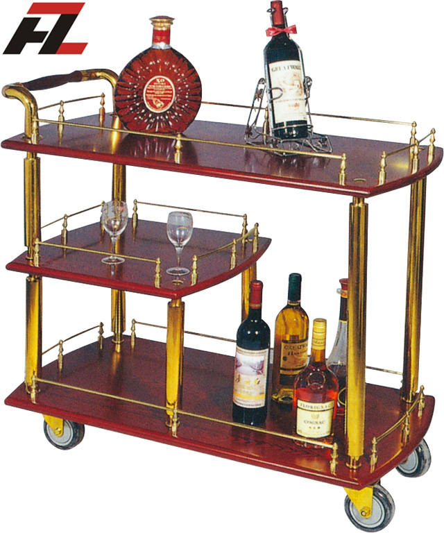 China hotel supplies manufacturer: Luxurious Drink Trolley with SS Handle