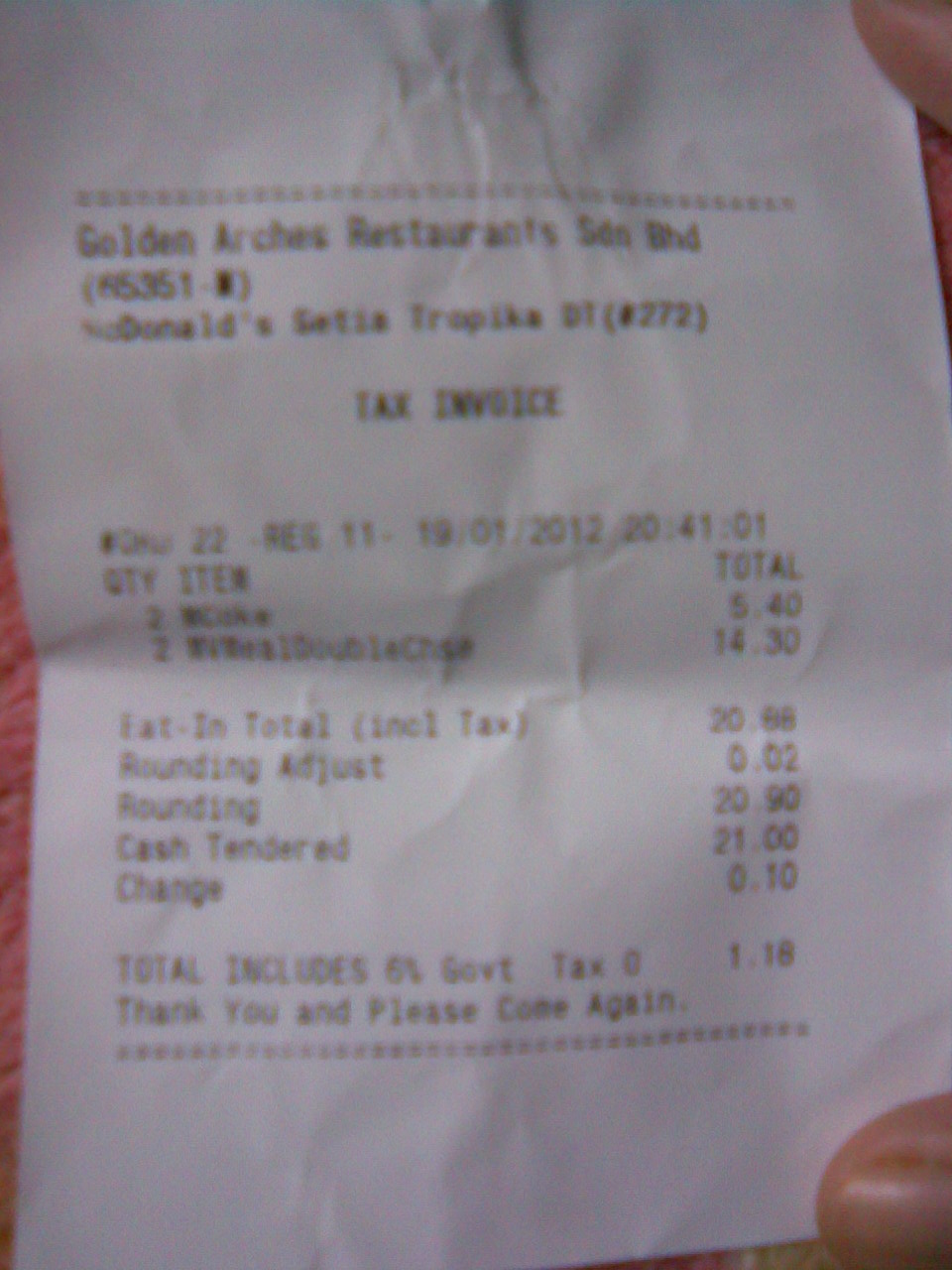 Dyan: Johor Premium Outlet, Johor : sekadar resit parking, kbye