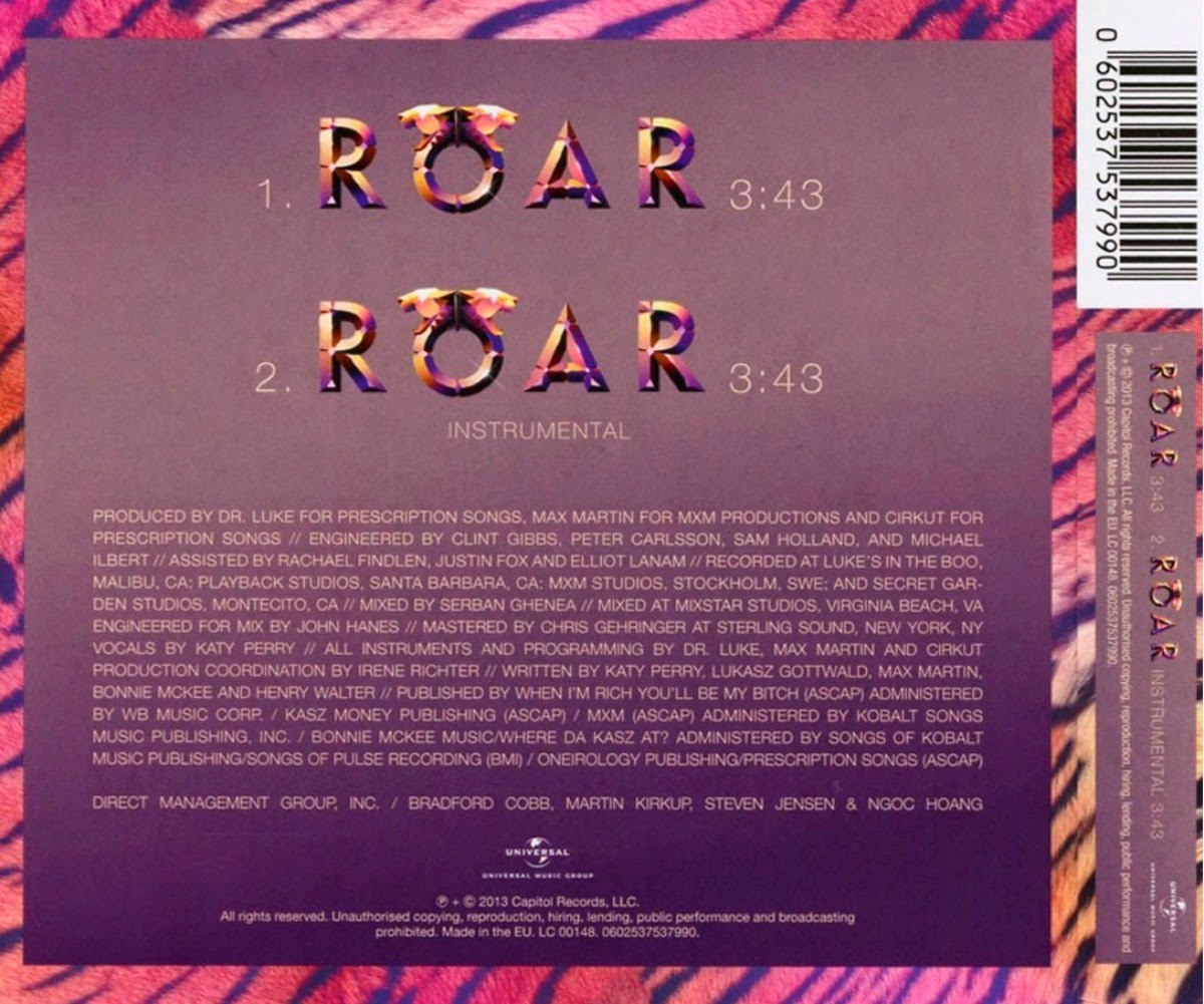 Single: Katy Perry - Roar - Encartes Pop