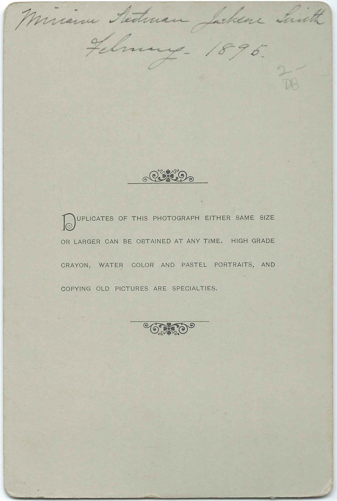 Heirlooms Reunited: 1895 Cabinet Photograph of Miriam Stedman (Jackson ...