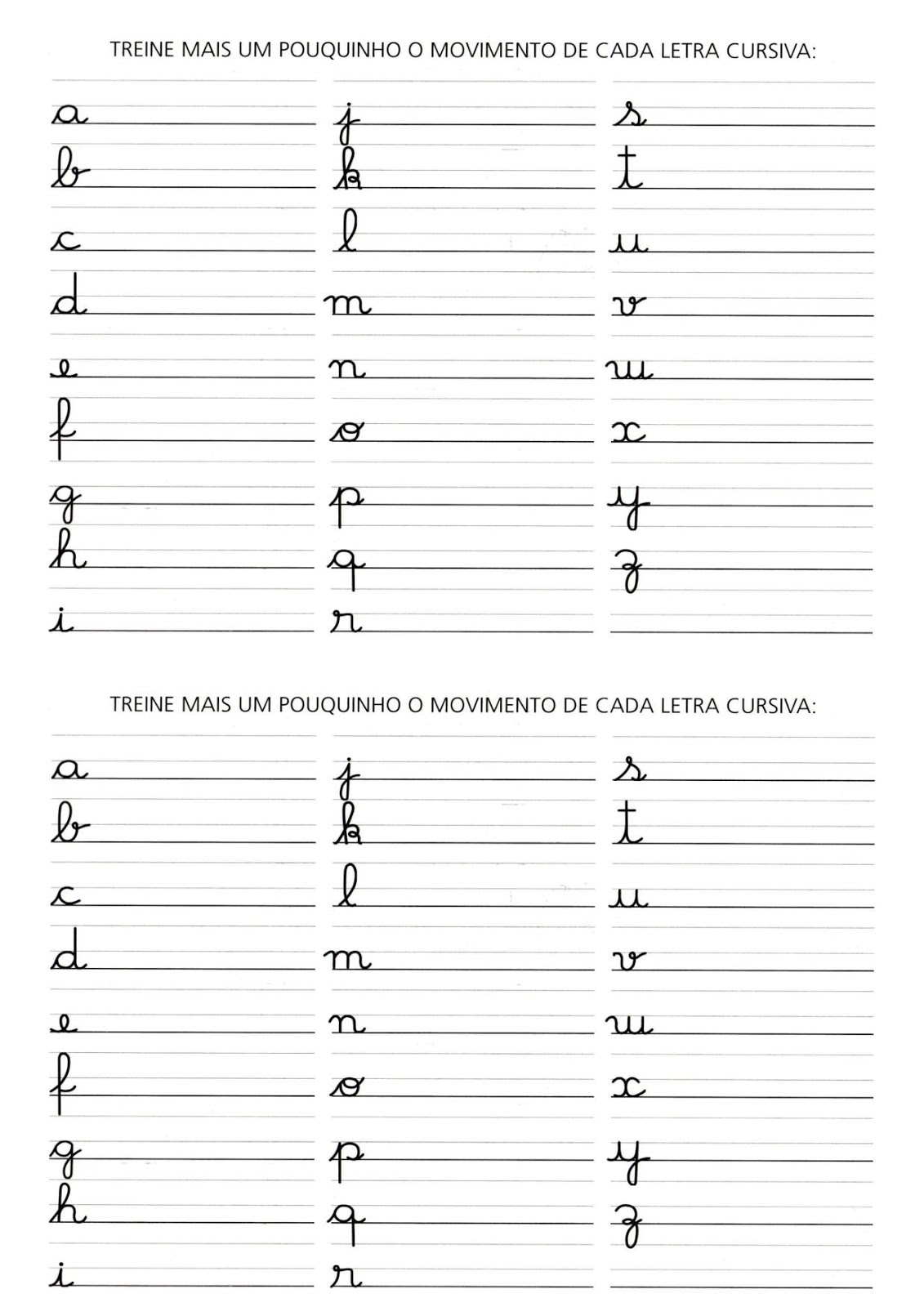 Caligrafía para principiantes, Escritura cursiva, Práctica de escritura