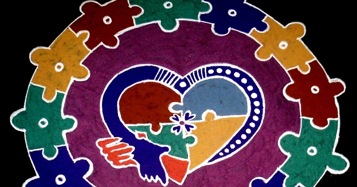 Vanathi's Rangoli / Kolangal: World Autism Awareness Day Rangoli ...