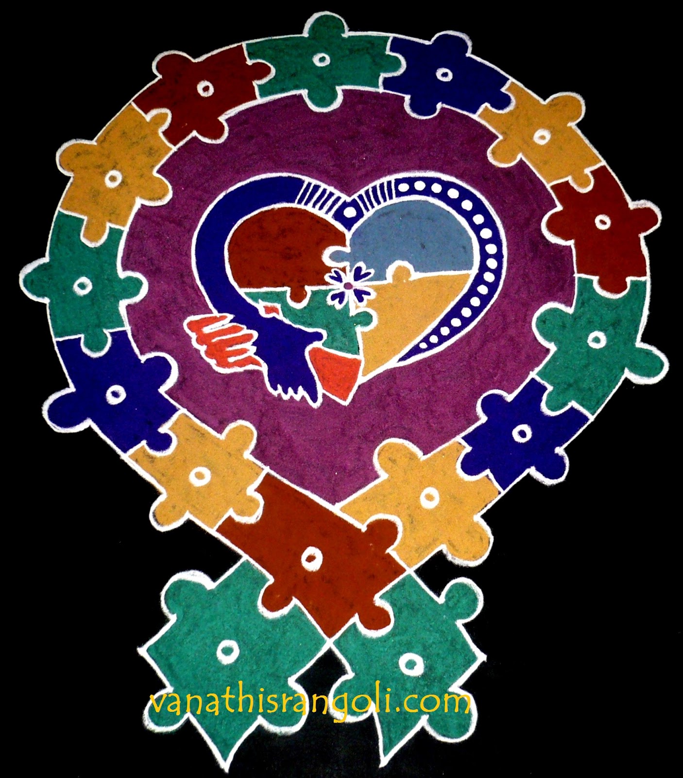 Vanathi's Rangoli / Kolangal: World Autism Awareness Day Rangoli ...