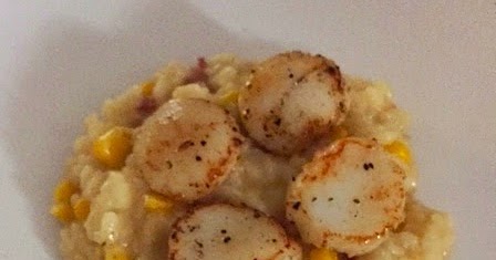Corn and Chorizo Risotto with Grilled Scallops