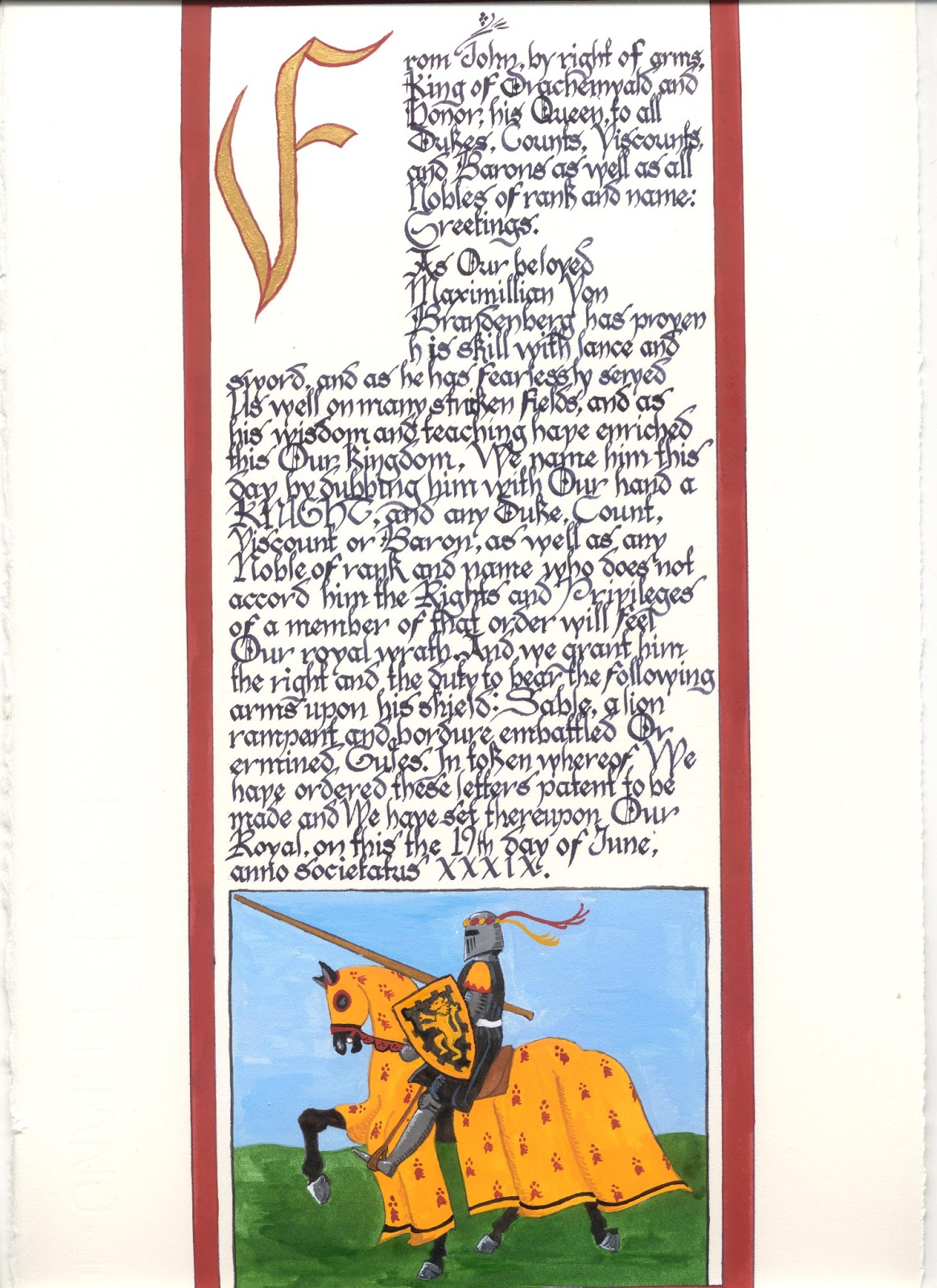 Dark Side Scribe: A knight's Tale- Max's scroll