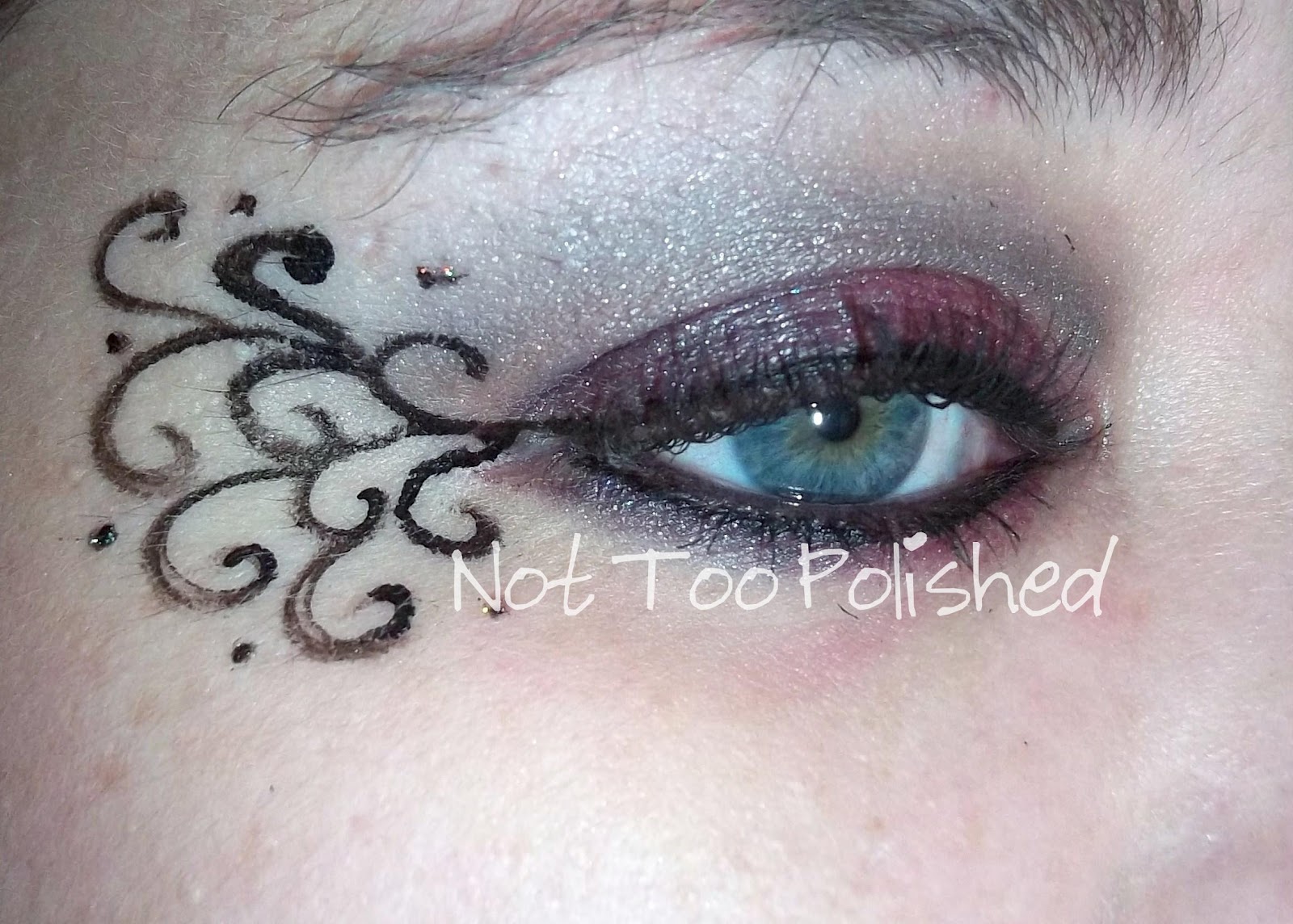 Not Too Polished: Dramatic Swirly Eyes featuring Glamatronic