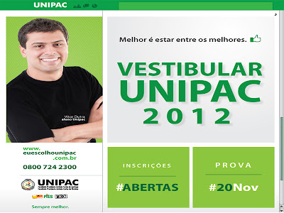 UNIPAC VIRTUAL: Inscrições para o Vestibular Unipac 2012 já estão abertas