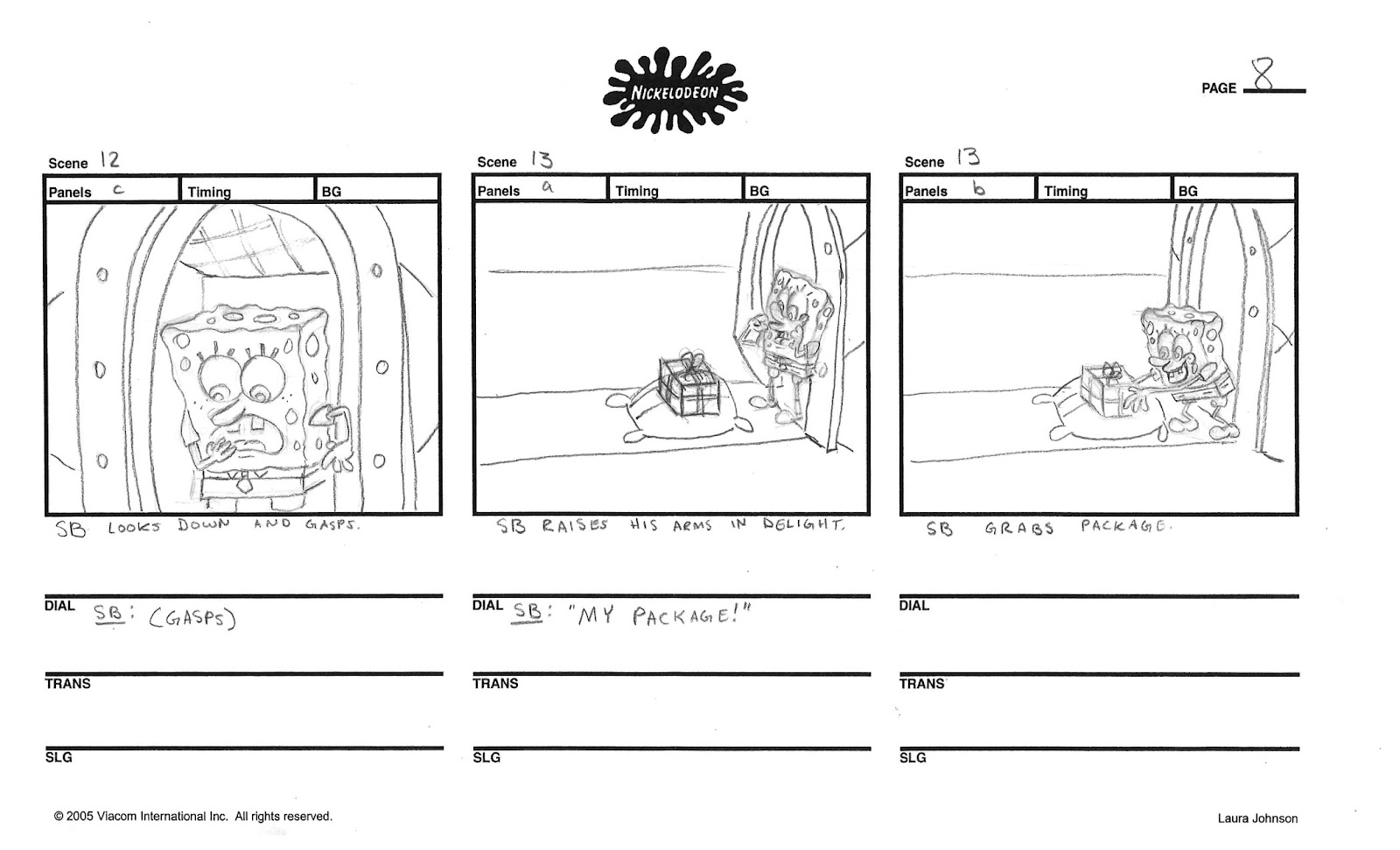 Laura K. Johnson: SpongeBob TV Storyboard