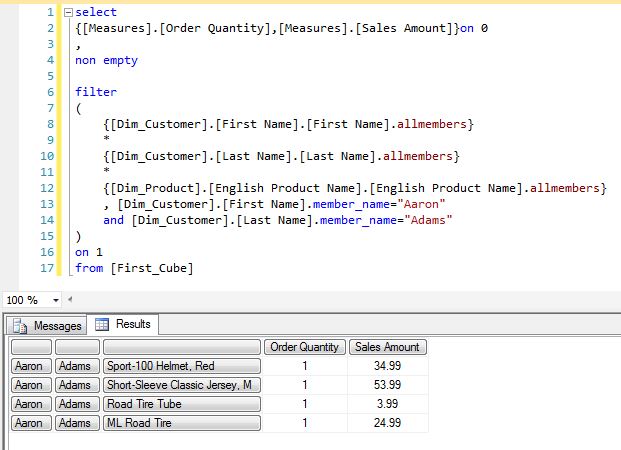 SQL Server Library: CUBE - MDX - Using Where Clause