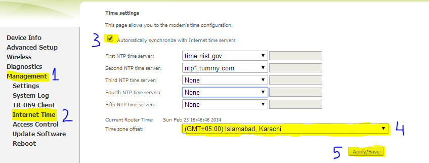 Home Gateway support: Time Zone Settings in AN1020-25, AN1020-25u,