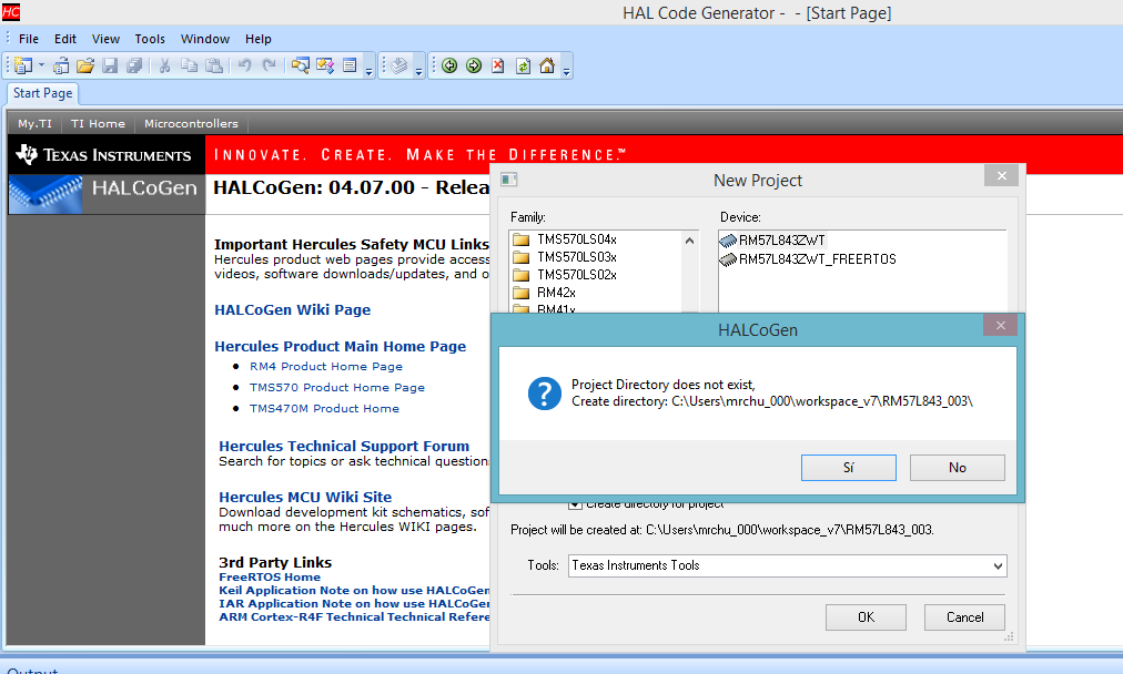 Hercules RM57L843 LaunchPad: Crear un proyecto nuevo en HALCoGen y Code ...