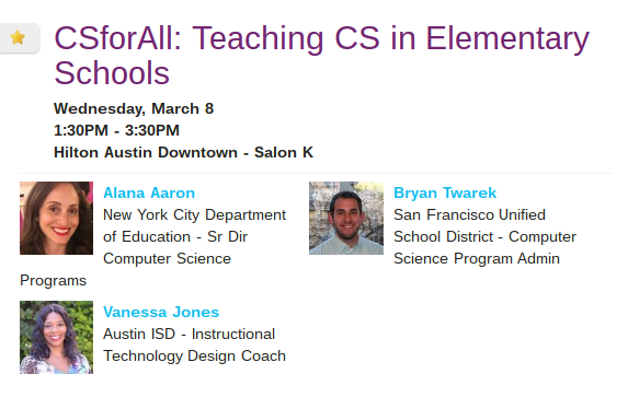 EdTechSandyK: CS for All: Teaching CS in Elementary Schools #SXSWedu # ...